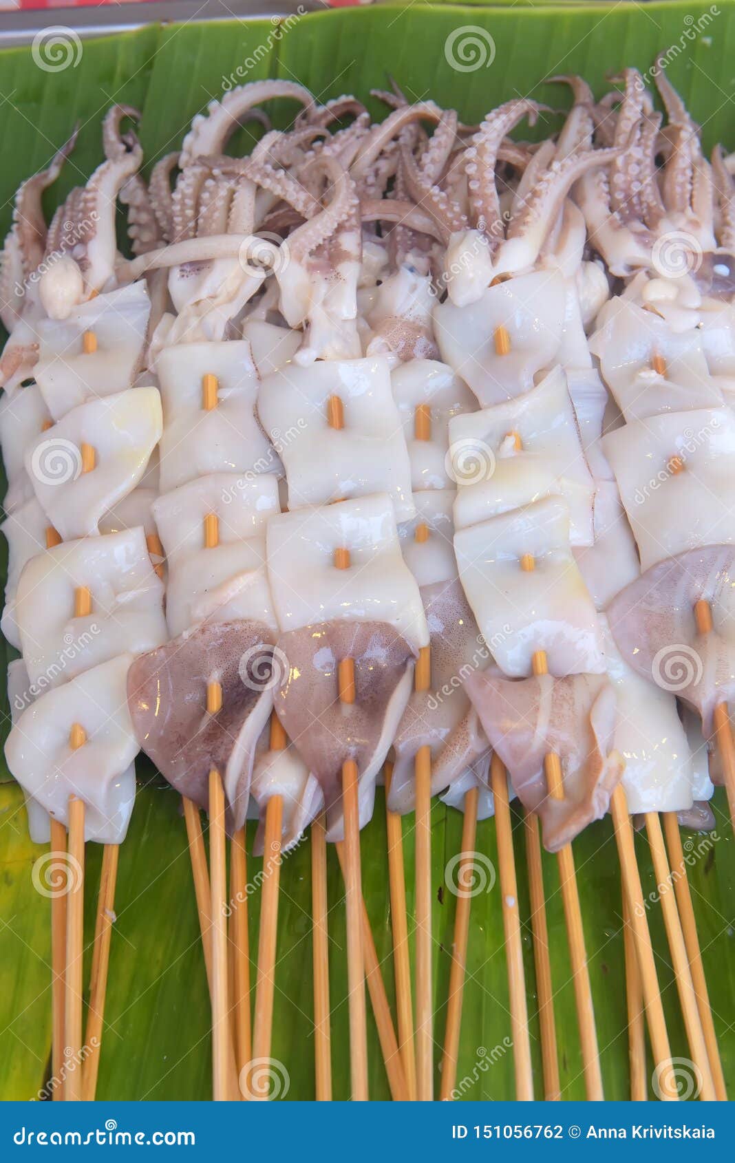 Squids and Octopus on a Stick Stock Photo - Image of healthy, asia ...