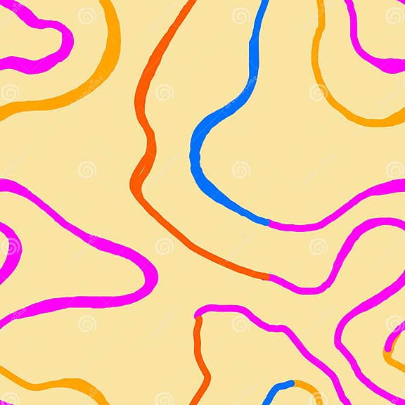 Squiggle Line Doodle Seamless Pattern. Creative Abstract Scribble Style ...