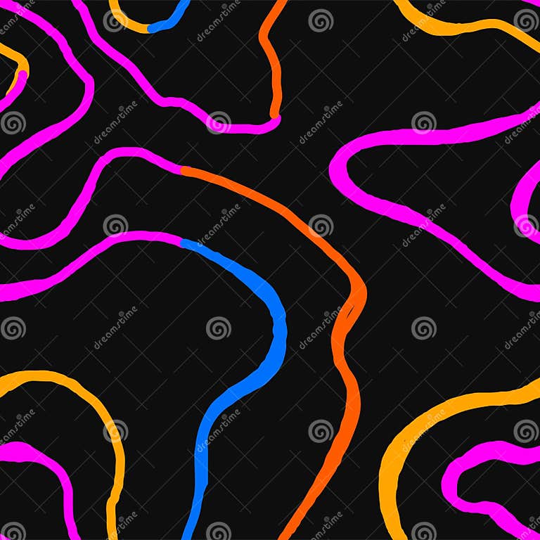 Squiggle Line Doodle Seamless Pattern. Creative Abstract Scribble Style ...