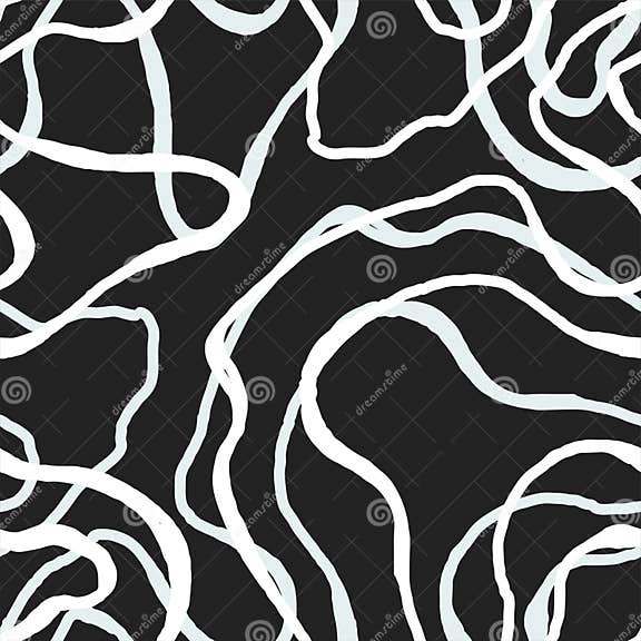 Squiggle Line Doodle Seamless Pattern. Creative Abstract Scribble Style ...