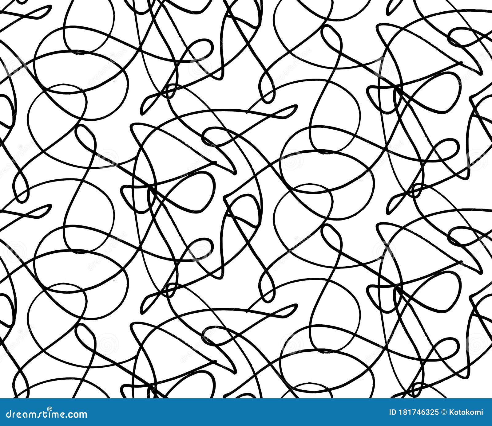 Squiggle Pattern, Seamless Freehand Texture. Random Intersecting ...