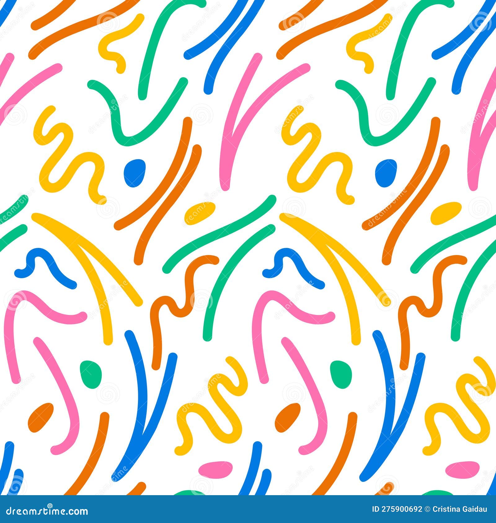 Colorful Lines Squiggle Seamless Pattern Vector Illustration Stock ...
