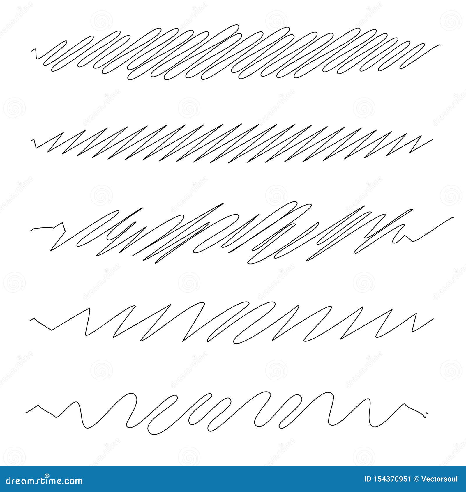 Squiggle / Squiggly Wavy Line Stripe Set of 5 Stock Vector ...