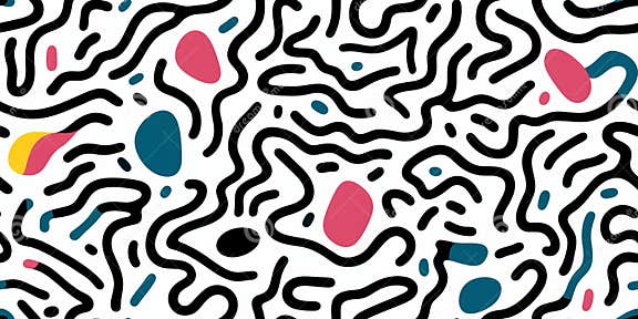 Squiggly Lines Seamless Pattern. Abstract Geometric Pattern with Curved ...