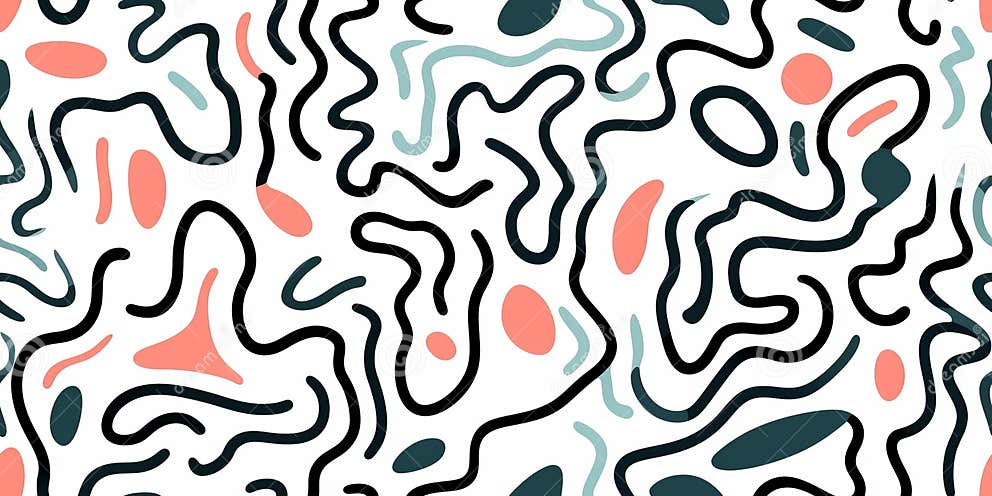 Squiggly Lines Seamless Pattern. Abstract Geometric Pattern with Curved ...