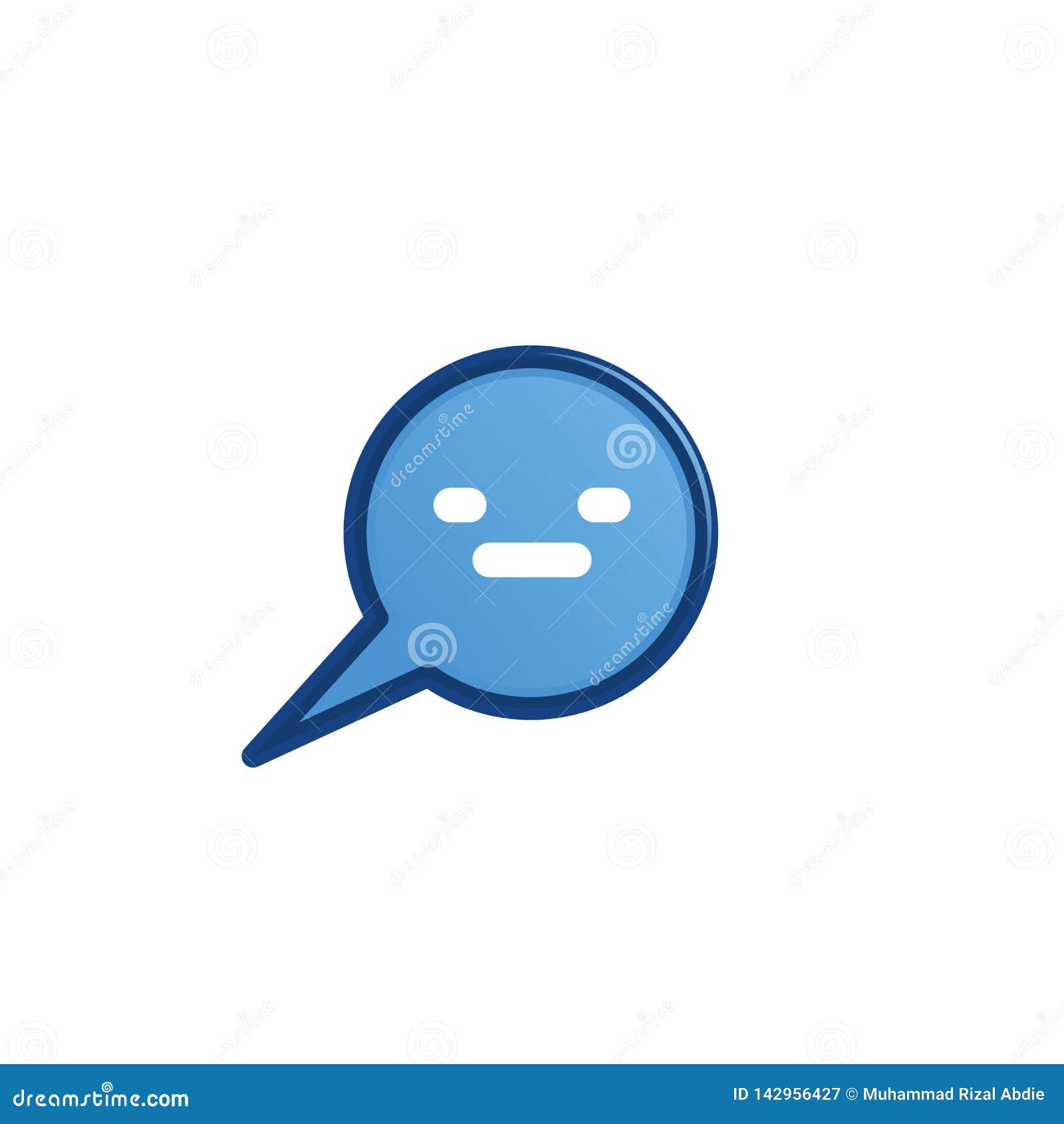 Squint Smiley Emoji Emoticon in Blue Bubble Speech Stock Vector ...