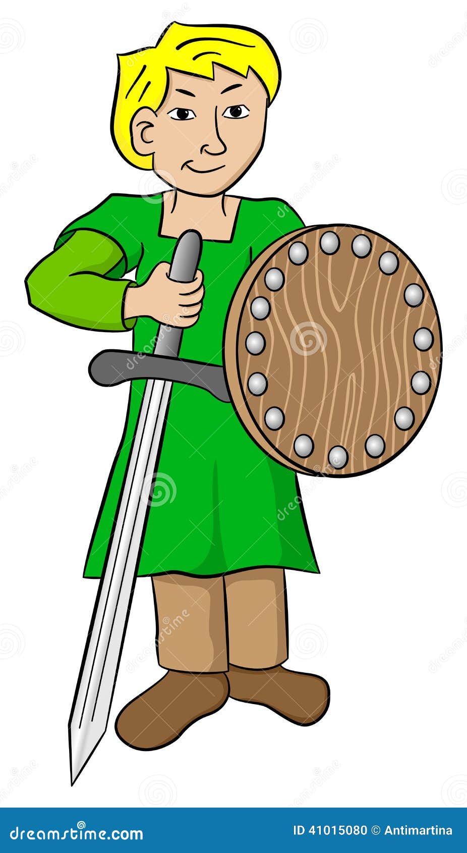 Squire with Sword and Shield Stock Vector - Illustration of tale, drawn ...