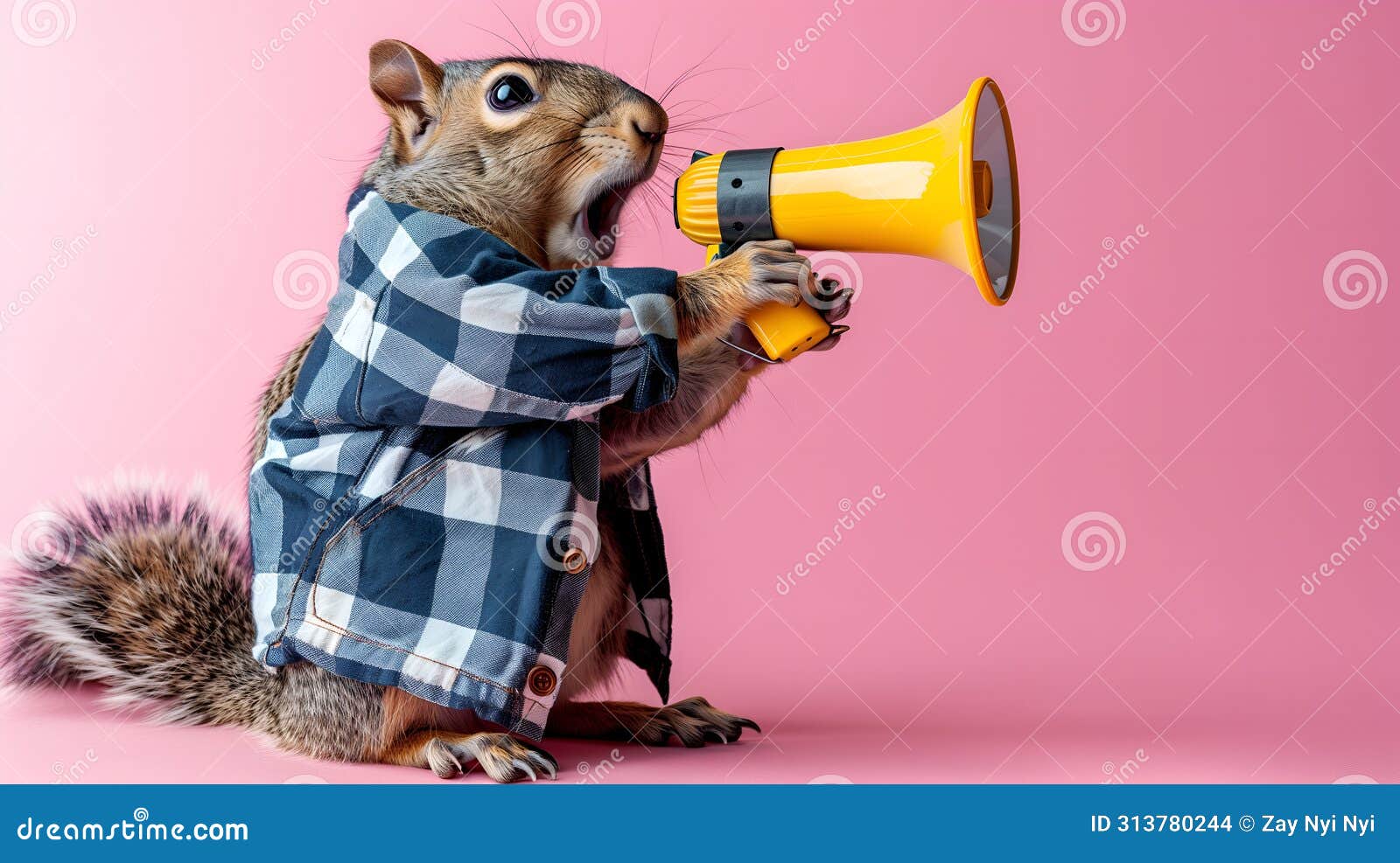 Squirrel Announcing Using Megaphone. Notifying, Warning, Announcement ...