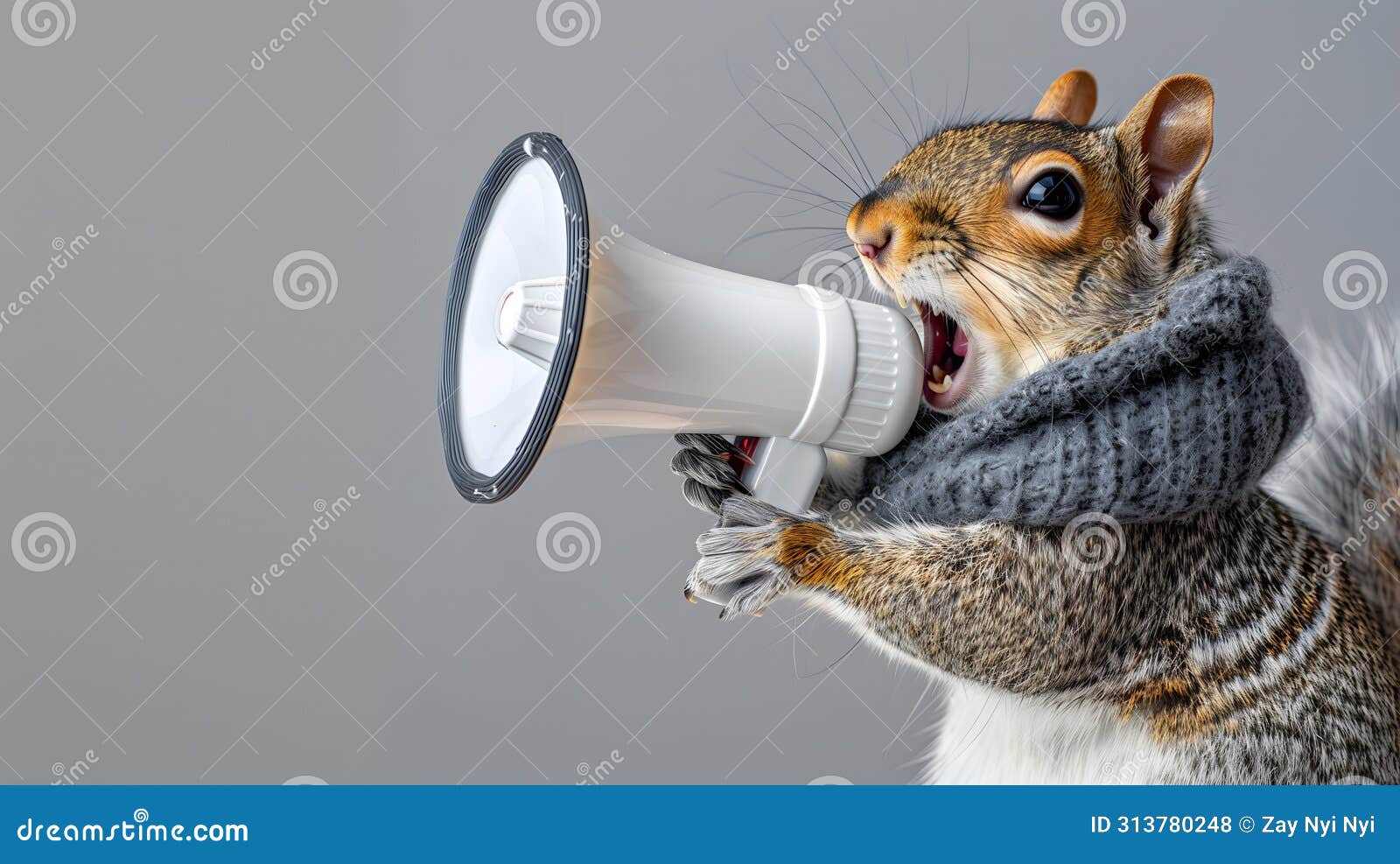 Squirrel Announcing Using Megaphone. Notifying, Warning, Announcement ...
