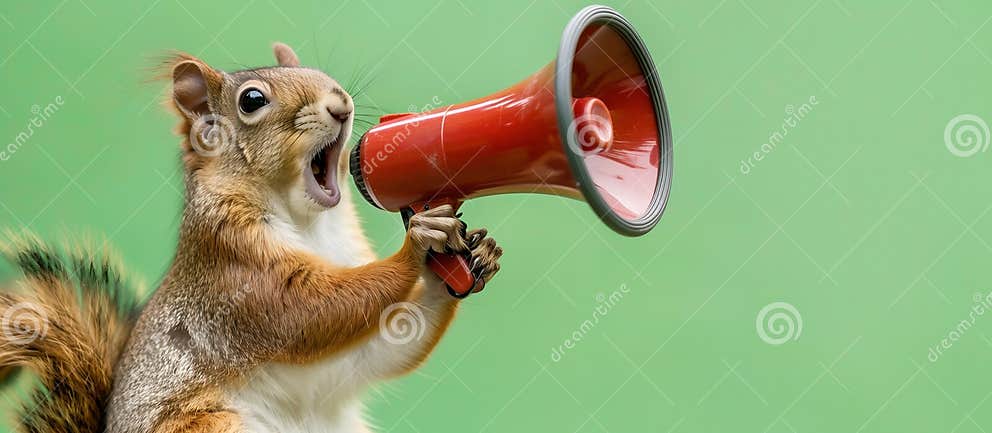 Squirrel Announcing Using Megaphone. Notifying, Warning, Announcement ...