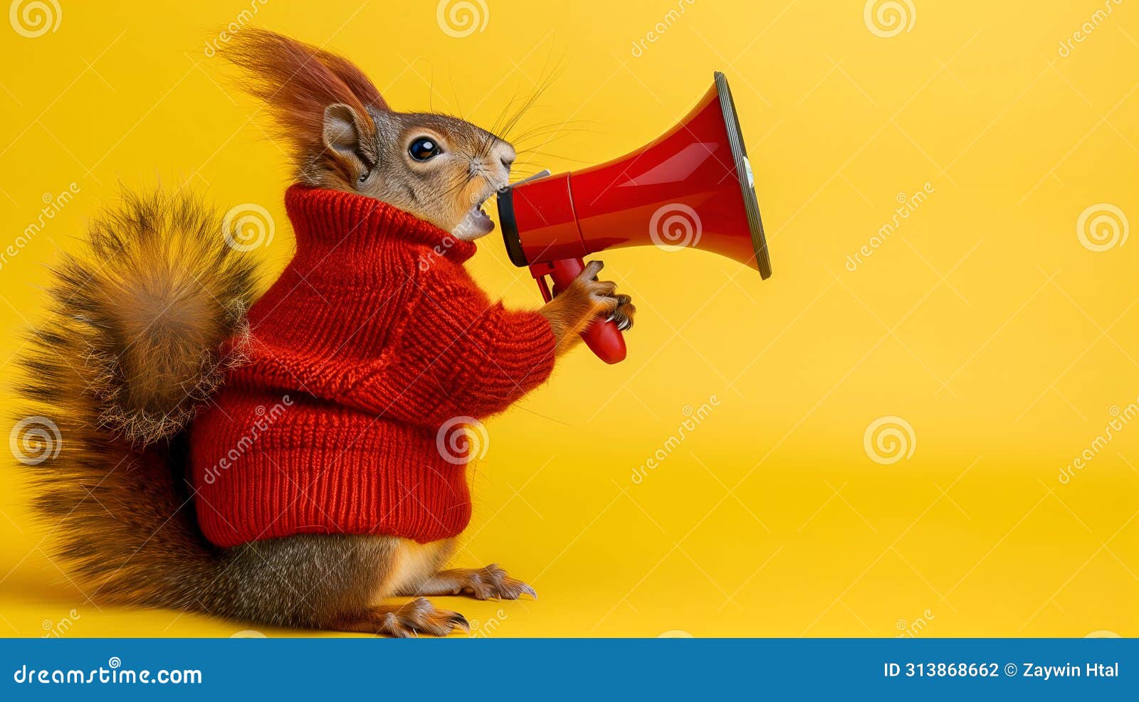 Squirrel Announcing Using Megaphone. Notifying, Warning, Announcement ...