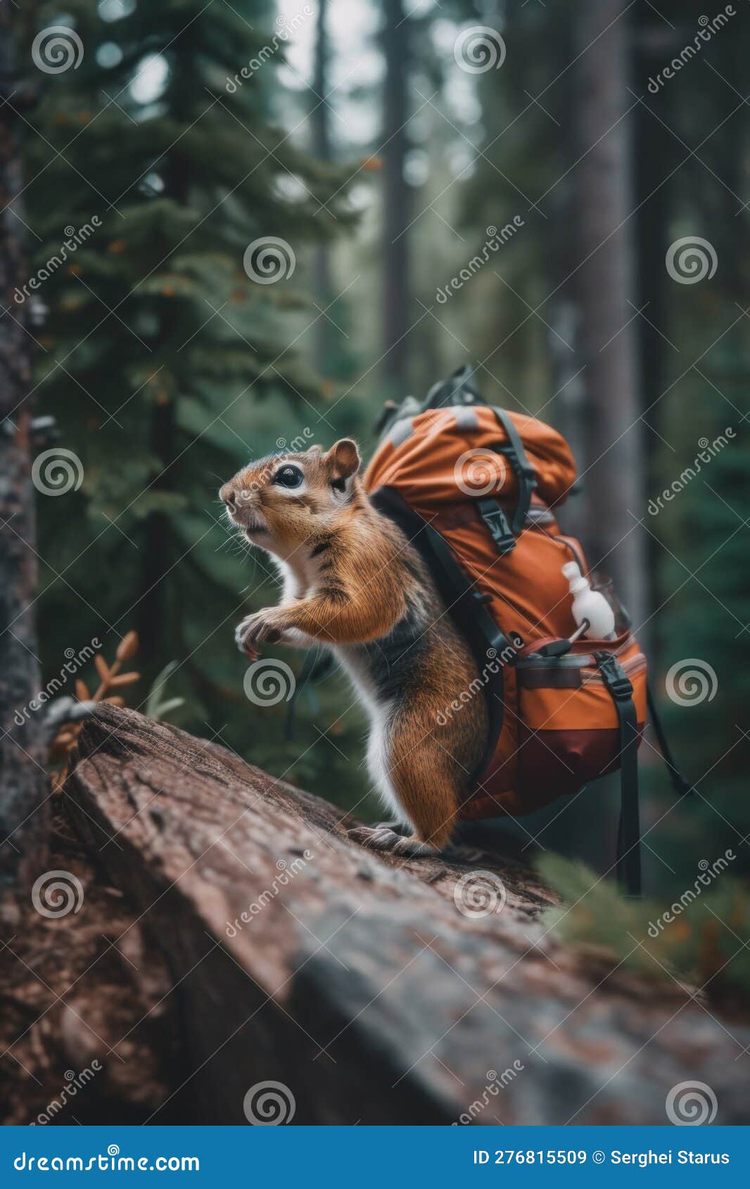 A Squirrel with a Backpack on Its Back. AI Generative Image. Stock ...