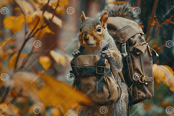 Squirrel Backpack stock illustration. Illustration of cute - 334830842