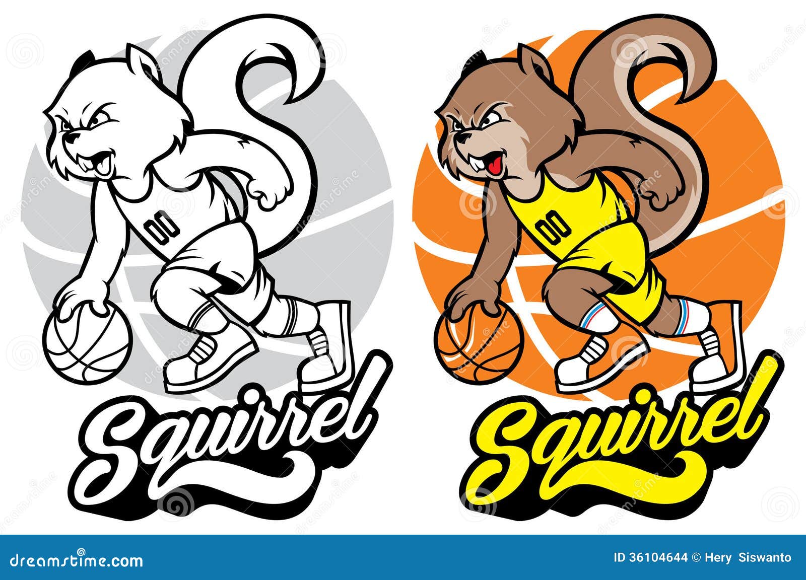 Squirrel basketball mascot stock vector. Illustration of score - 36104644