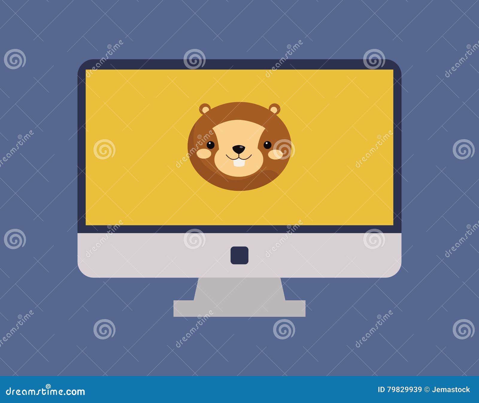Squirrel on Computer Screen Image Stock Illustration - Illustration of ...
