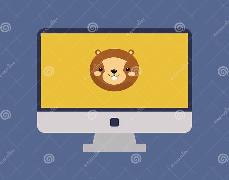 Squirrel on Computer Screen Image Stock Illustration - Illustration of ...