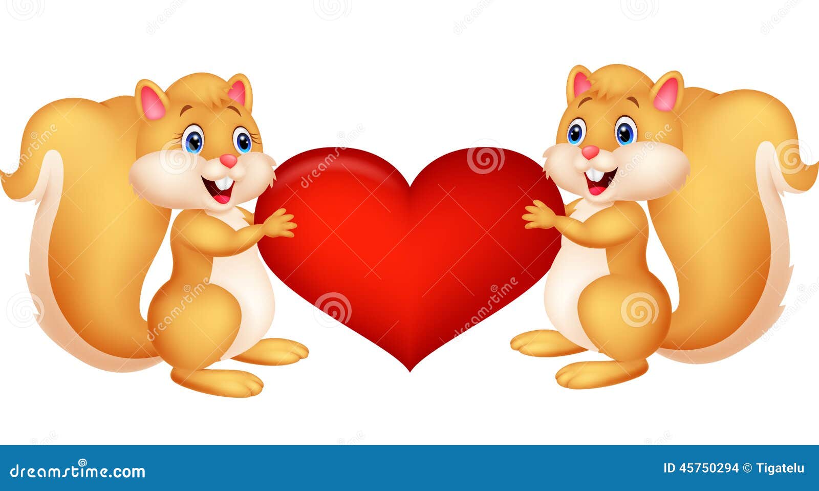 Squirrel Couple Holding Red Heart Stock Vector - Illustration of ...