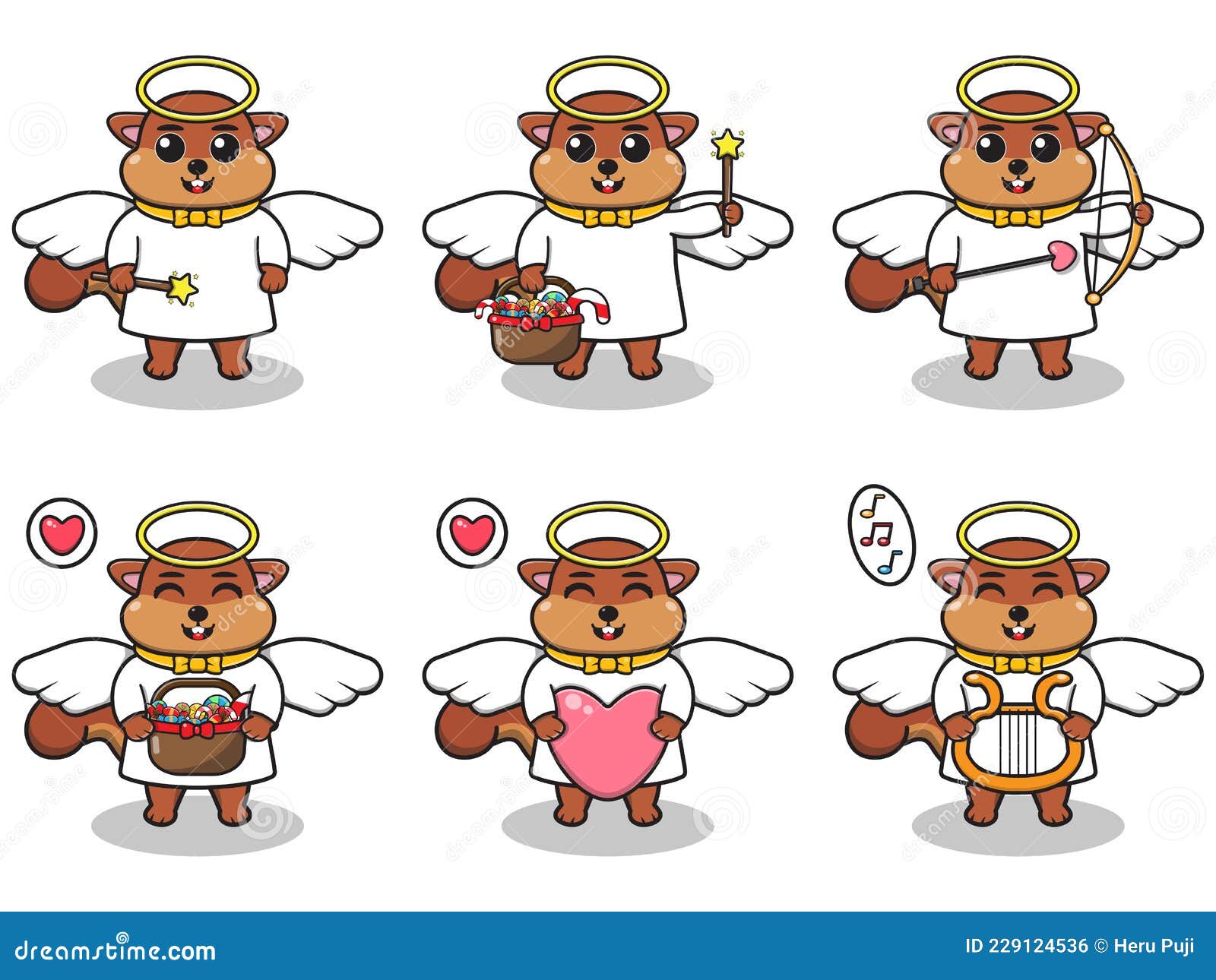 Vector Illustration of Cute Squirrel with Angel Costume Stock Vector ...