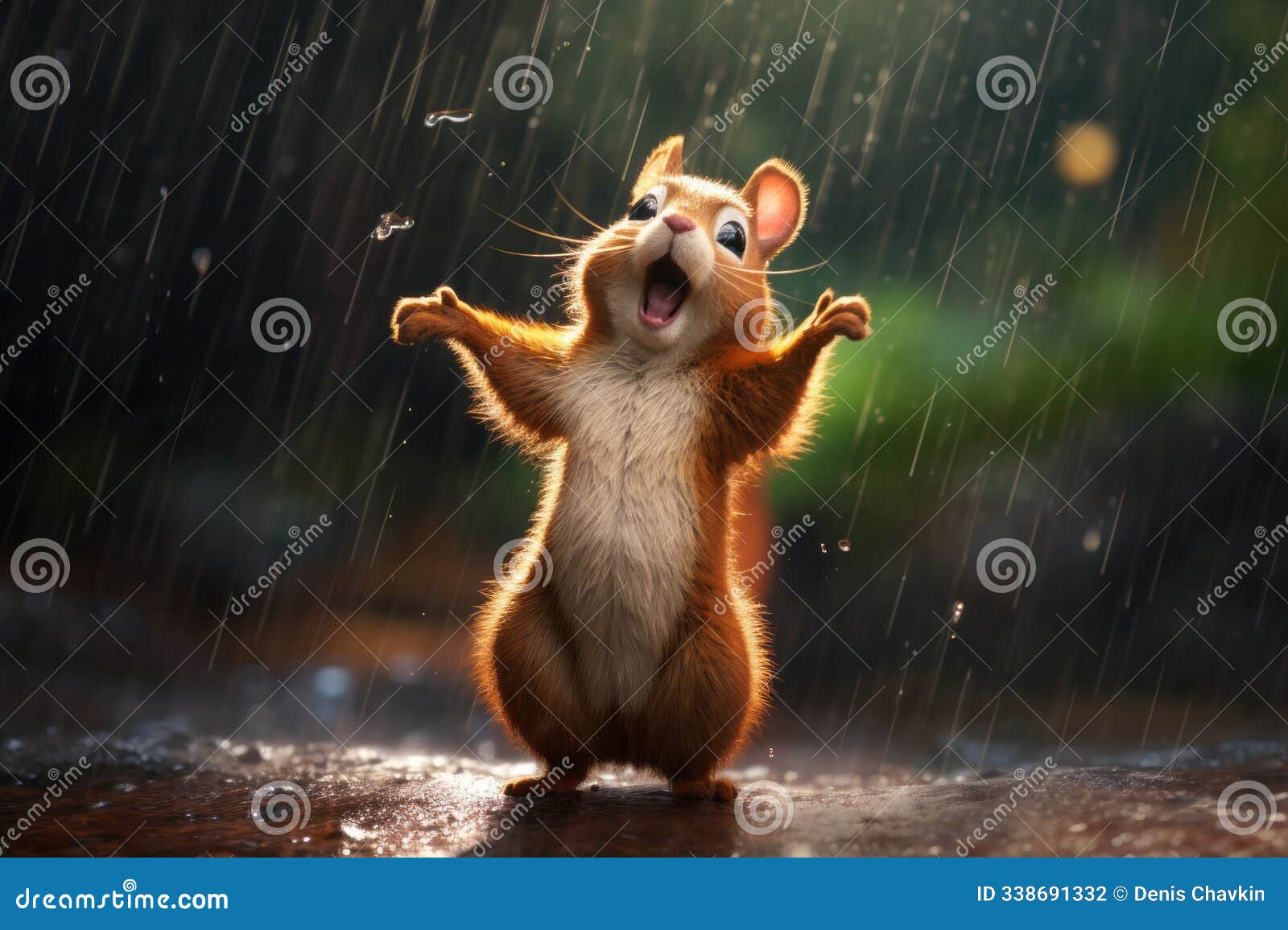 Squirrel Doing Rain Dance, Cartoon Style Stock Illustration ...