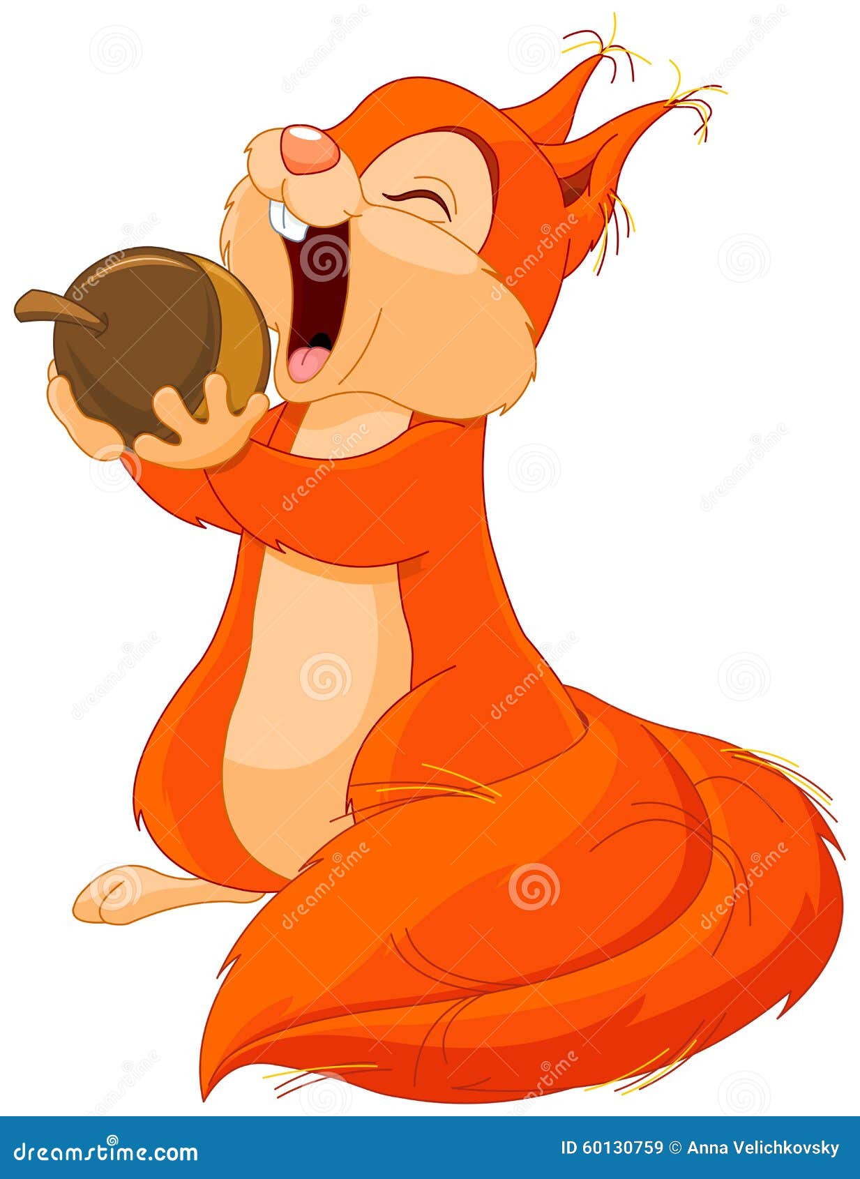 Squirrel Eats Nut stock vector. Illustration of nature - 60130759