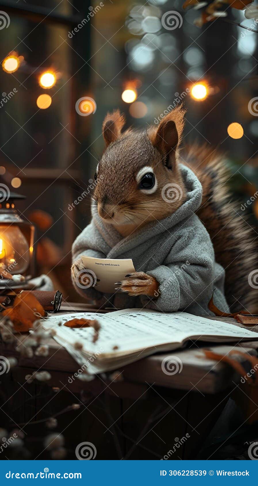 Squirrel Enjoying a Cup of Tea with Leaves on a Table, AI-generated ...
