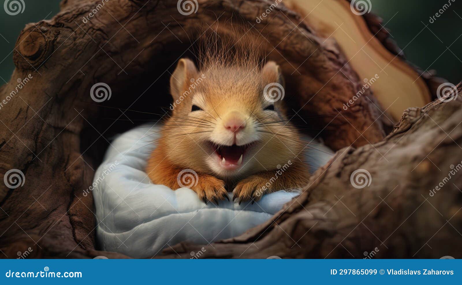 Squirrel Enjoys a Bed, Wearing a Smile Stock Illustration ...