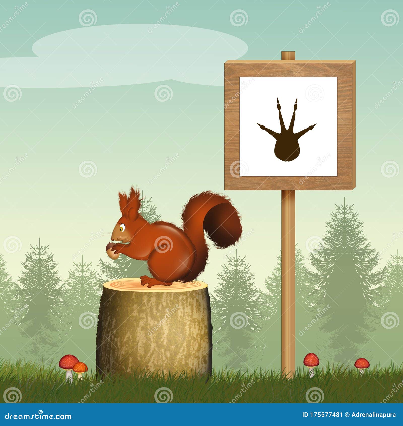 Squirrel Footprint Illustration, Drawing, Engraving, Ink, Line Art ...