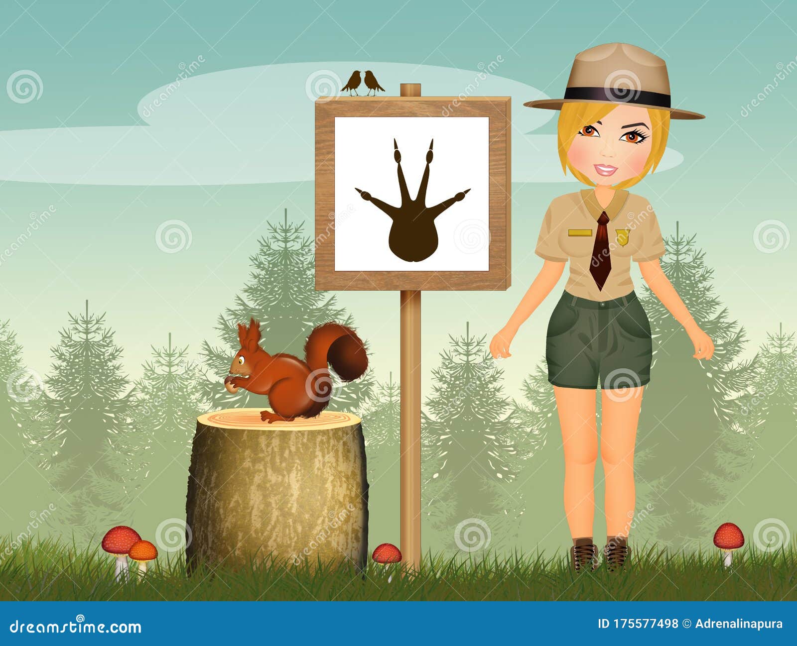 Squirrel Footprint Illustration, Drawing, Engraving, Ink, Line Art ...