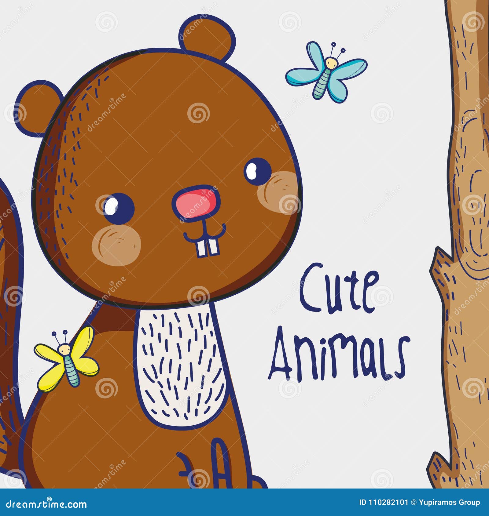 Squirrel in Forest Doodle Cartoon Stock Vector - Illustration of ...