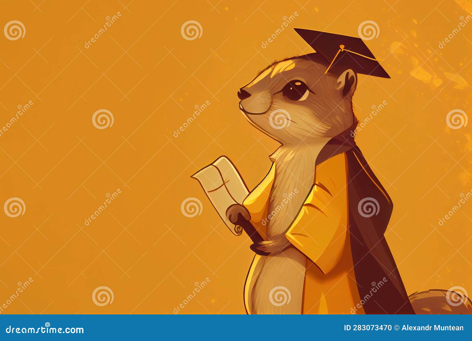 Squirrel in Graduation Cap. Stock Illustration - Illustration of rodent ...