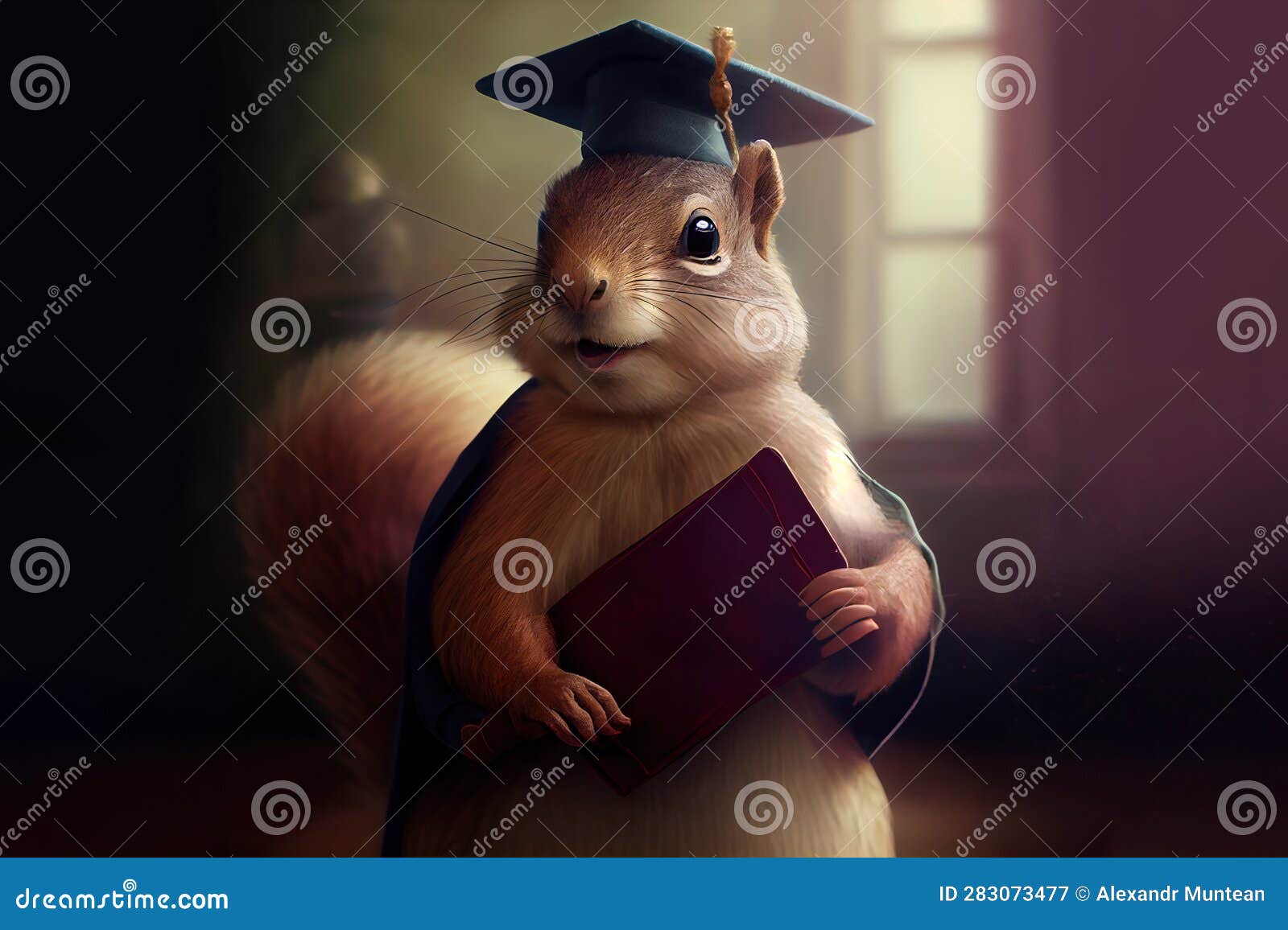 Squirrel in Graduation Cap. Stock Illustration - Illustration of cute, academy: 283073477