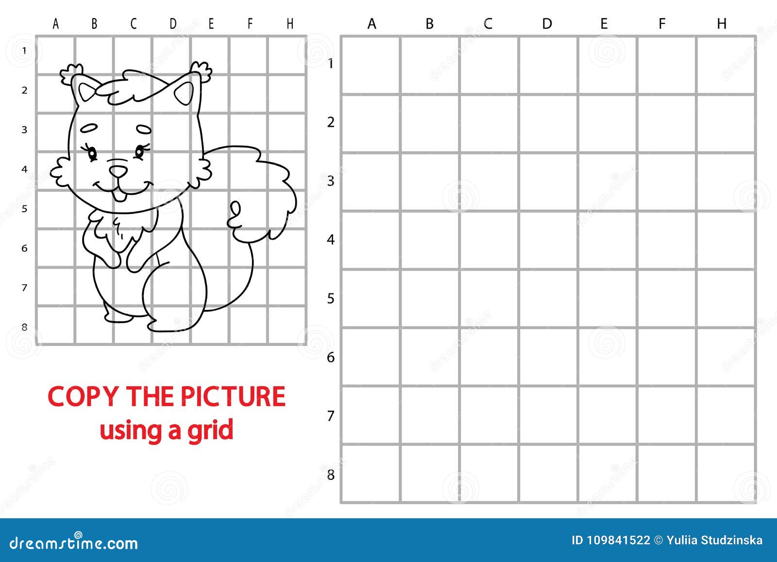 Squirrel grid copy game stock vector. Illustration of beautiful - 109841522