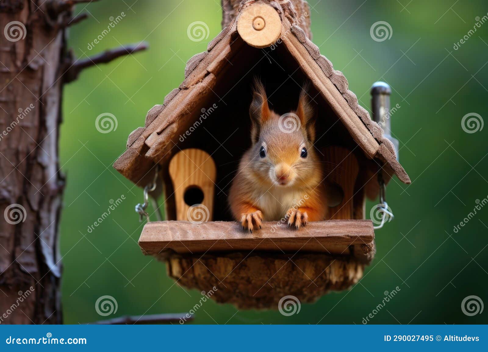 Squirrel Hanging Upside Down on a Bird Feeder Stock Image - Image of ...