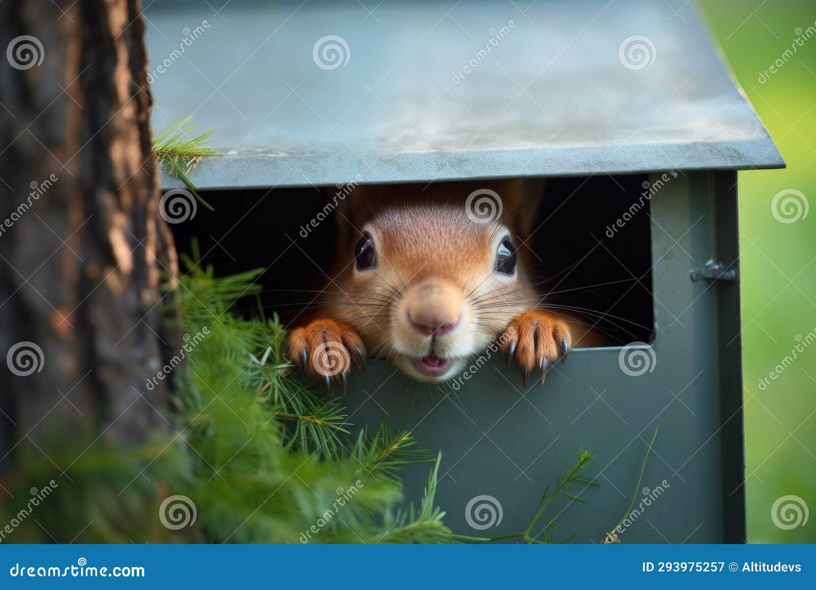 Squirrel Inside a Mailbox, Peeking Out with Curiosity Stock Image ...