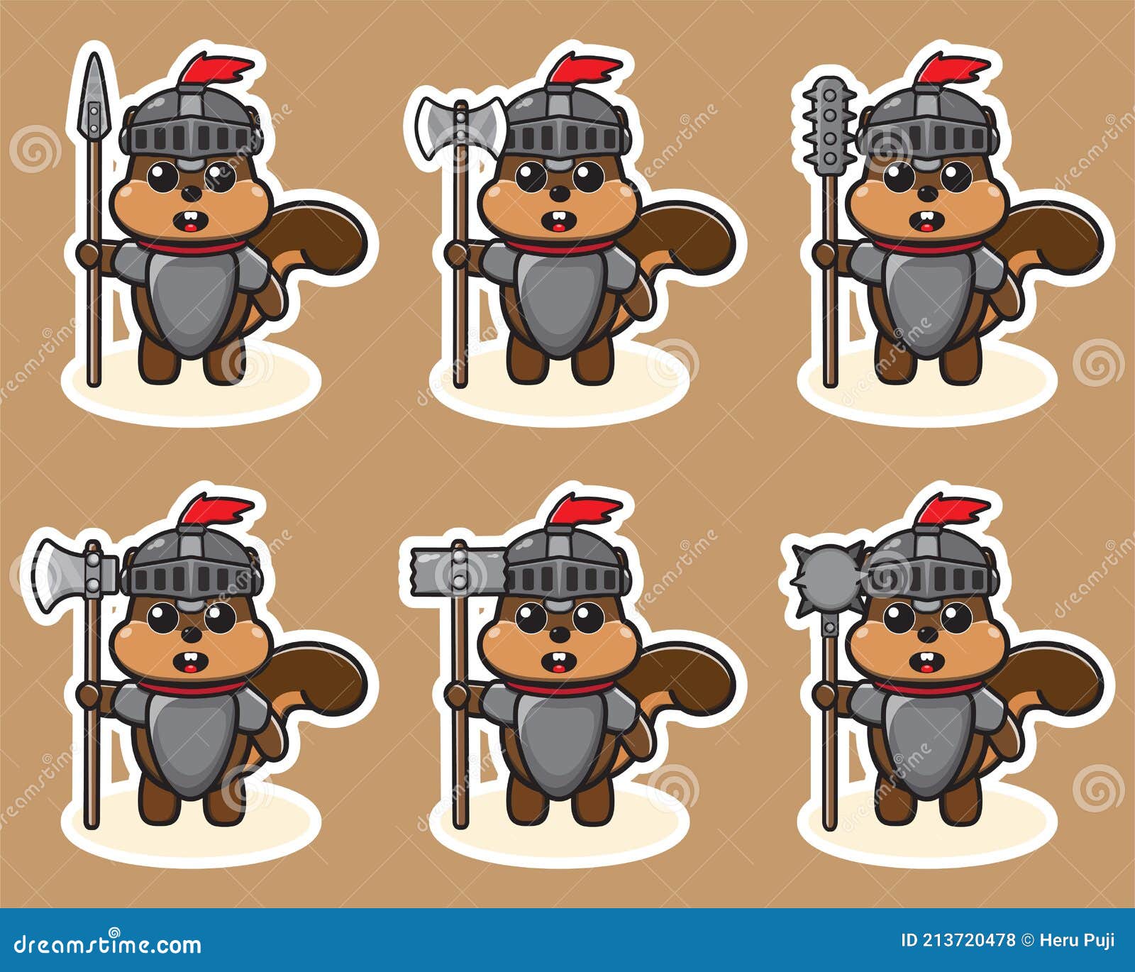 Vector Illustration of Cute Squirrel Knight with Big Weapon Cartoon ...