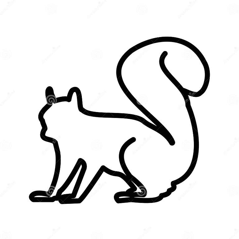 Squirrel Linear Logo Mark in Black and White Stock Vector ...
