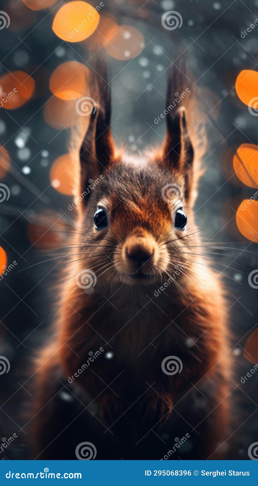 A Squirrel is Looking at the Camera with Lights Around it, AI Stock ...