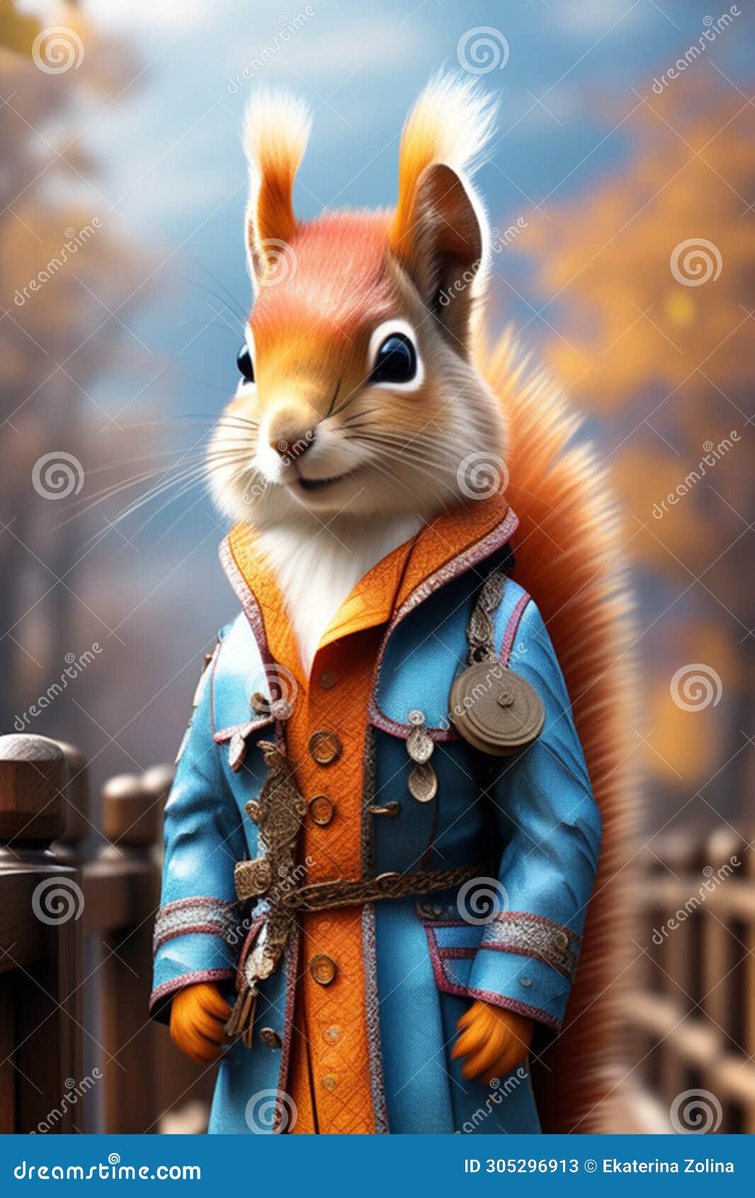 Squirrel Man Wearing a Retro Colorful Multi-branched Jacket Stock Image ...