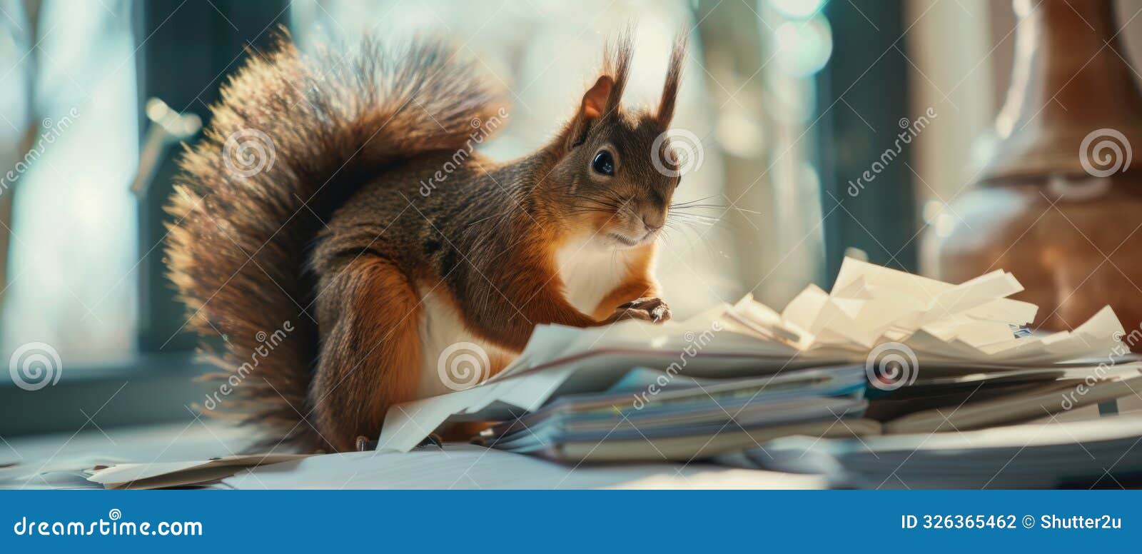 The Squirrel Meticulously Sorting through Paperwork Stock Illustration ...