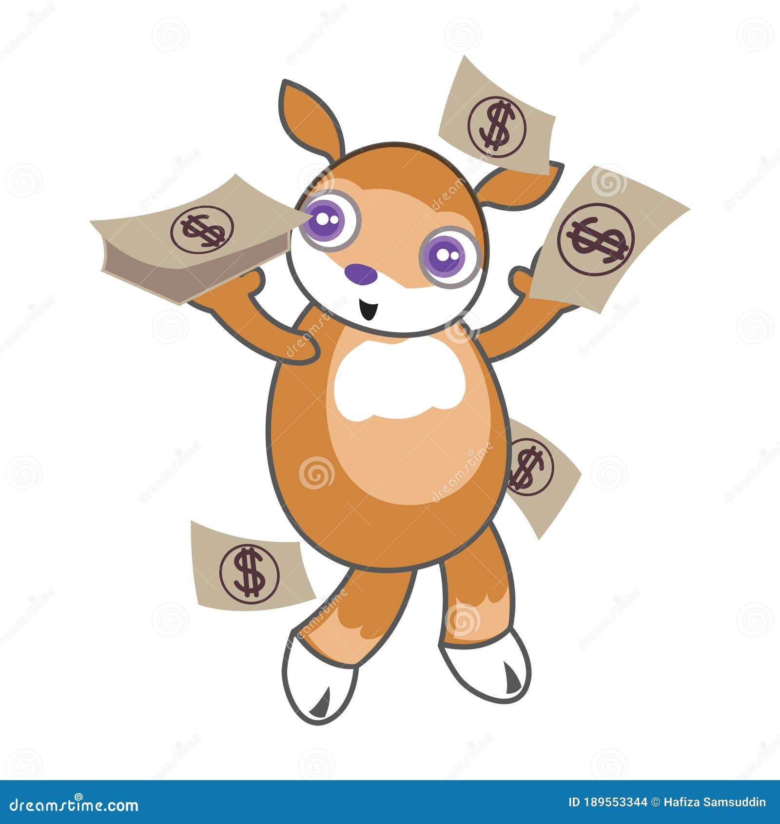 Squirrel with Money. Vector Illustration Decorative Design Stock Vector ...
