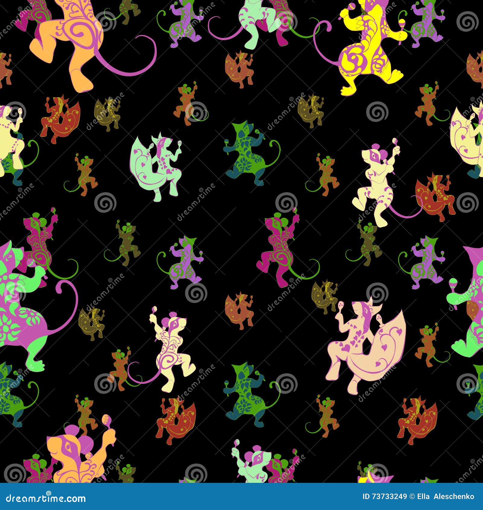 Squirrel, Mouse, Wombat, Tattooed Dancing with Maracas Stock Vector ...