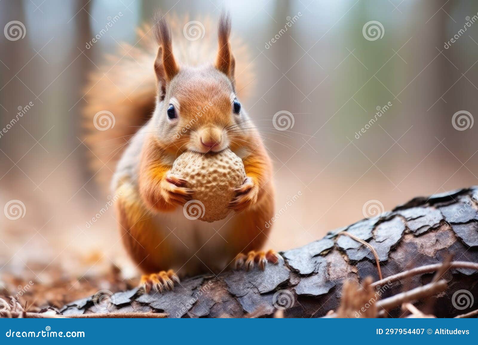 A Squirrel Nibbling on a Nut in Its Drey Stock Illustration ...