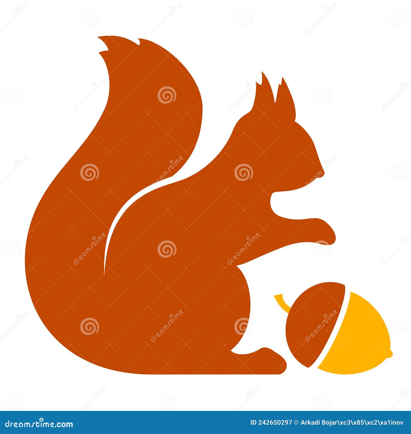 Squirrel With Nut Vector Silhouette Cartoon | CartoonDealer.com #242650297