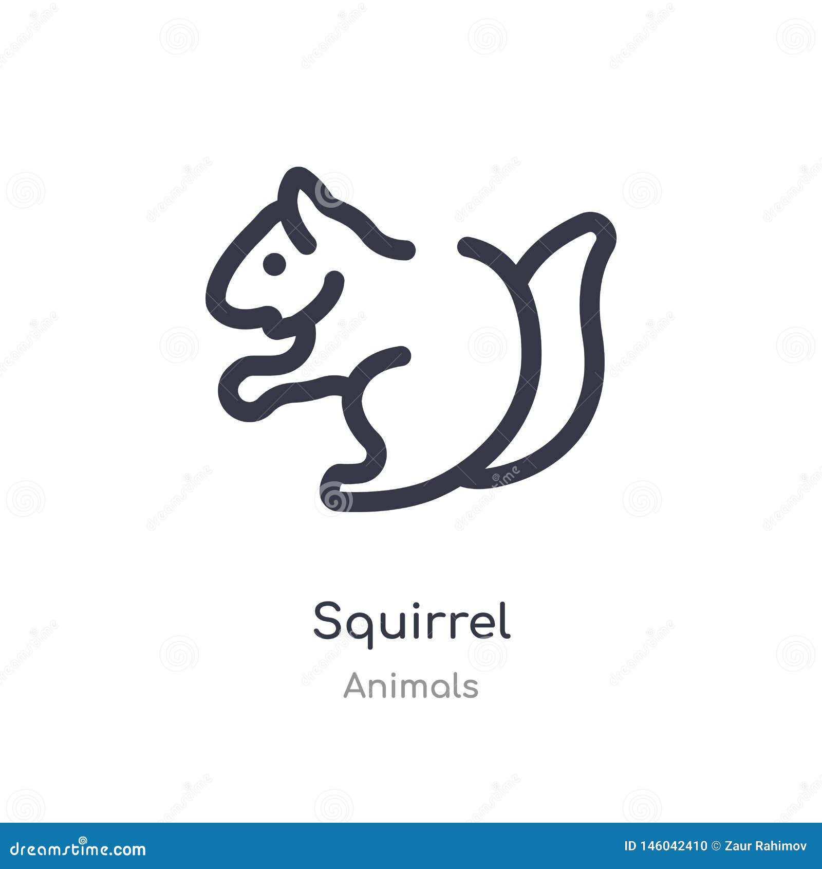 Squirrel Outline Icon. Isolated Line Vector Illustration from Animals ...