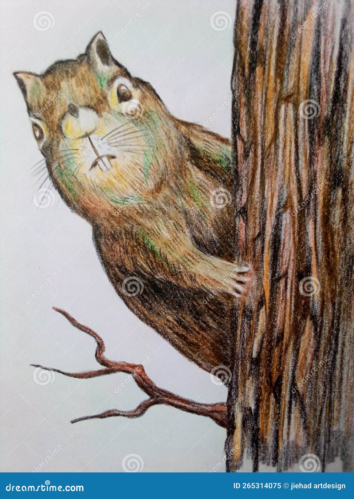 Squirrel painting on paper stock illustration. Illustration of bird ...