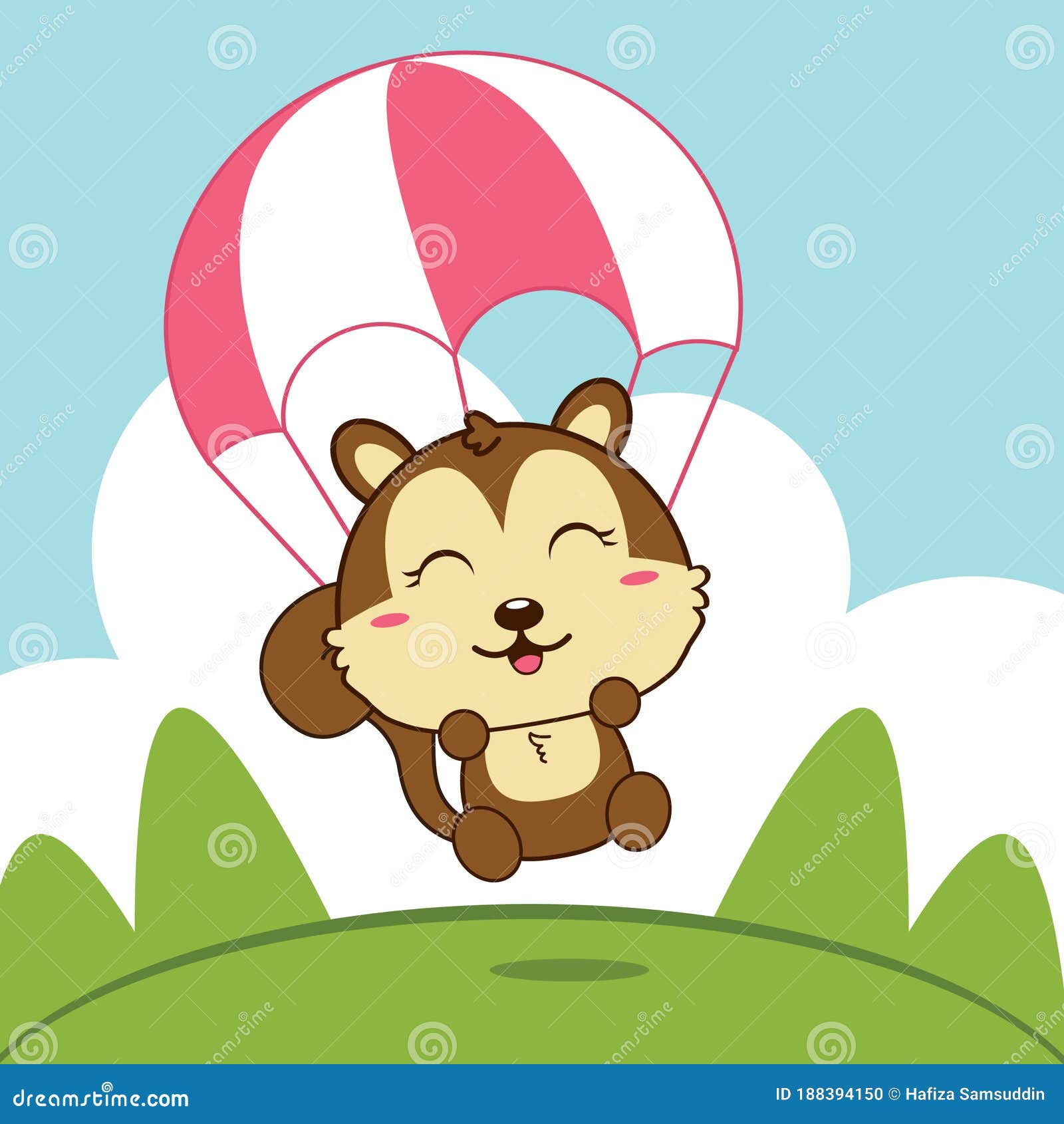 Squirrel Parachuting. Vector Illustration Decorative Design Stock ...