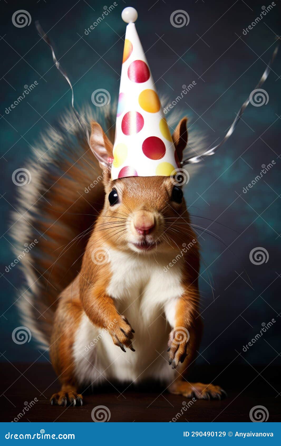 A Squirrel with a Party Hat on Its Head. Stock Image - Image of party ...