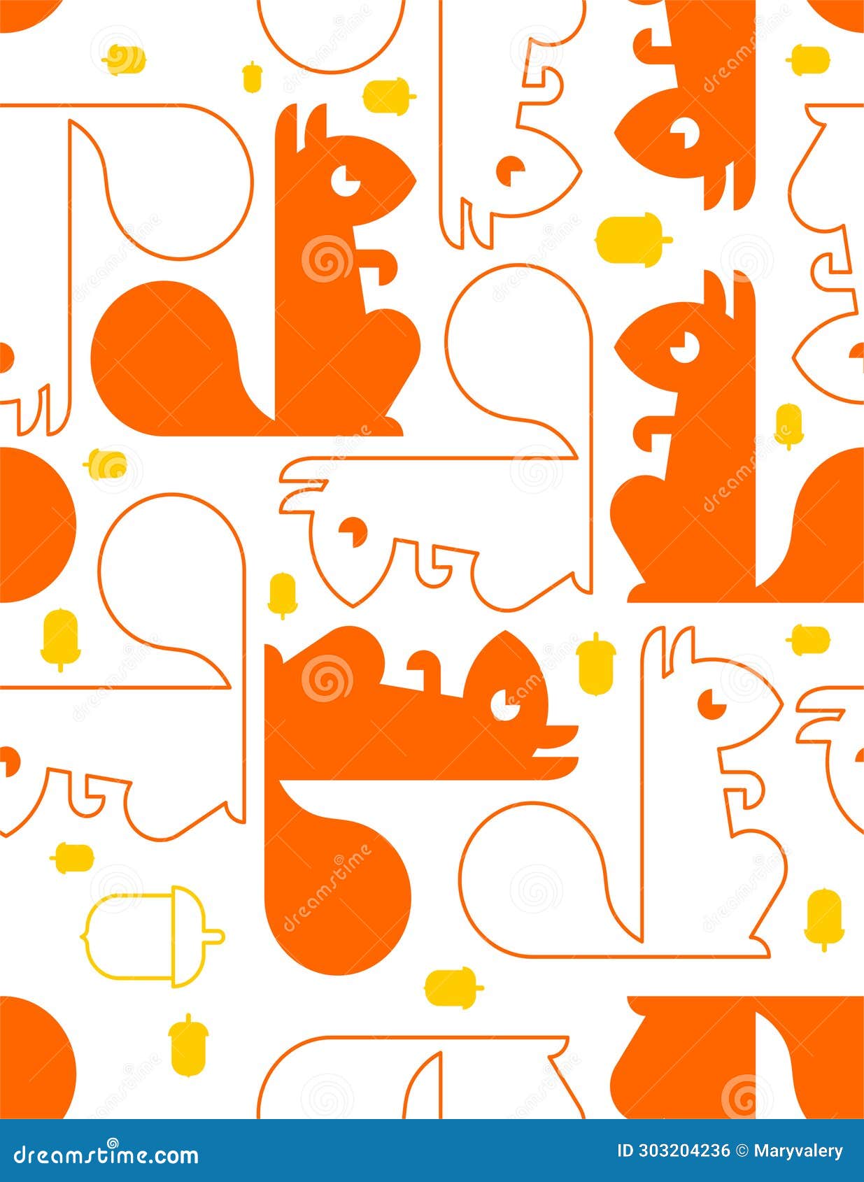 Squirrel Pattern Seamless. Bun Tree-dwelling Rodent with a Bushy Tail ...