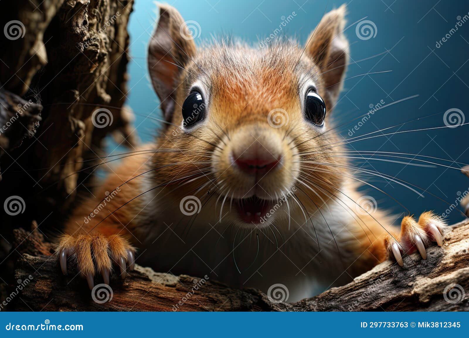 Squirrel Peeking Out with a Surprised Expression. Stock Illustration ...