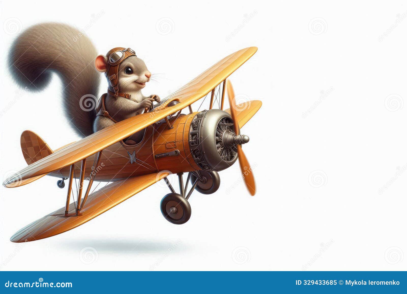 Squirrel Pilot Flying on an Airplane. Space for Text. Stock ...